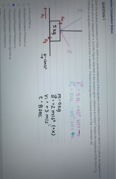 Solved estion Completion Status: QUESTION 1 Given the | Chegg.com