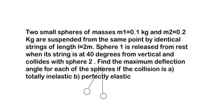 Solved Two small spheres of masses m1=0.1 kg and m2=0.2 Kg | Chegg.com