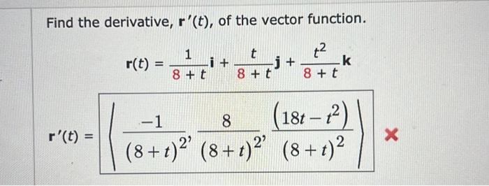 Solved Find the derivative, r′(t), of the vector function. | Chegg.com