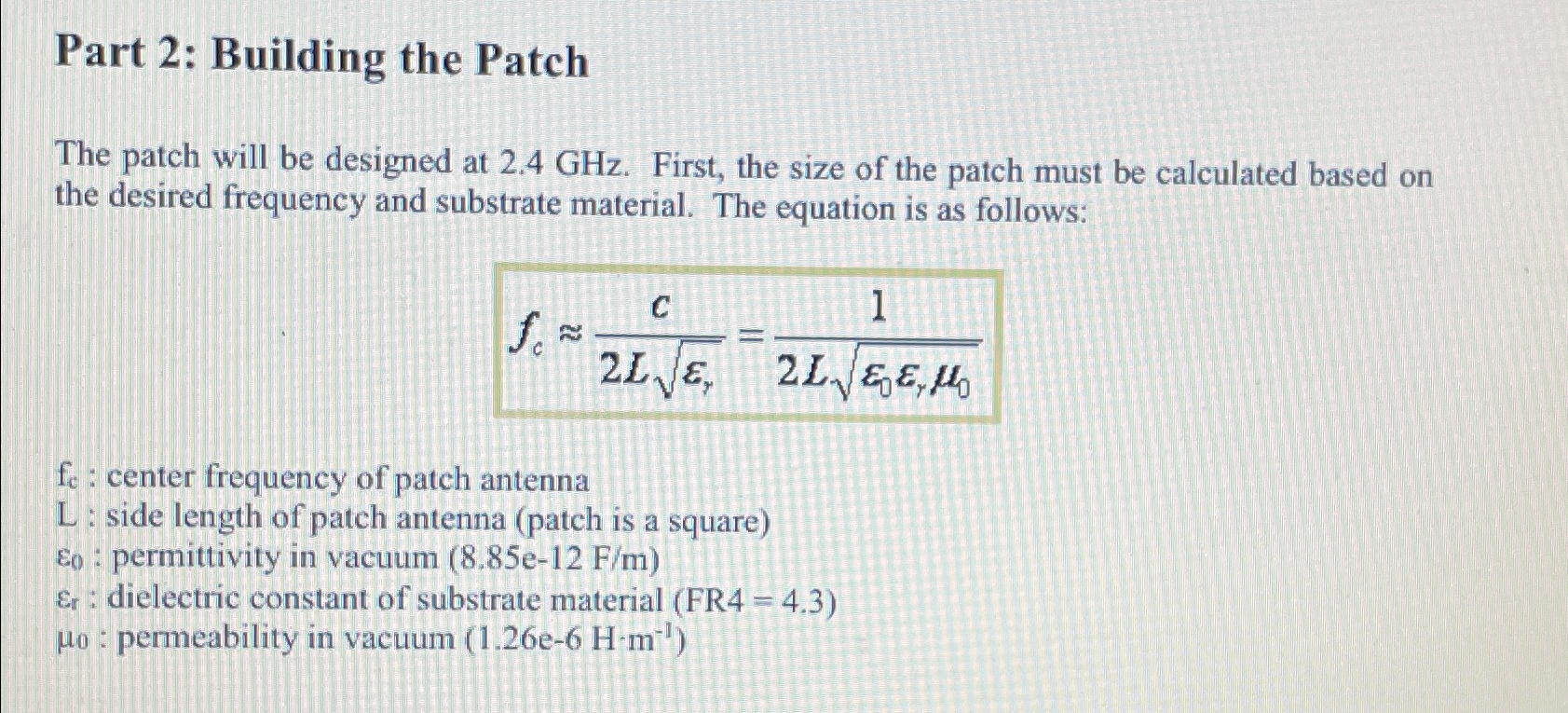Solved Part 2: Building the PatchThe patch will be designed | Chegg.com