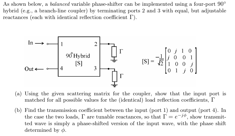 As shown below, a balanced variable phase-shifter can | Chegg.com