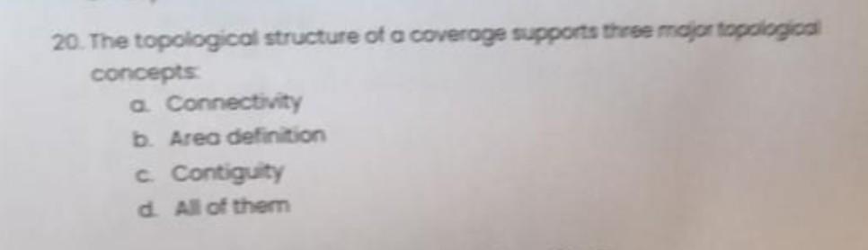 Solved 20. The topological structure of a coverage supports | Chegg.com