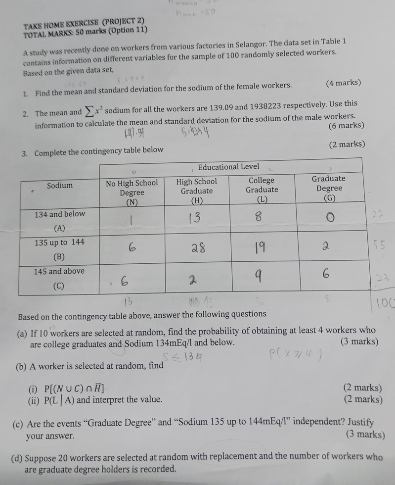 Solved TAKE HOME EXERCISE (PROJECT 2)TOTAL MARKS: 50 ﻿marks | Chegg.com