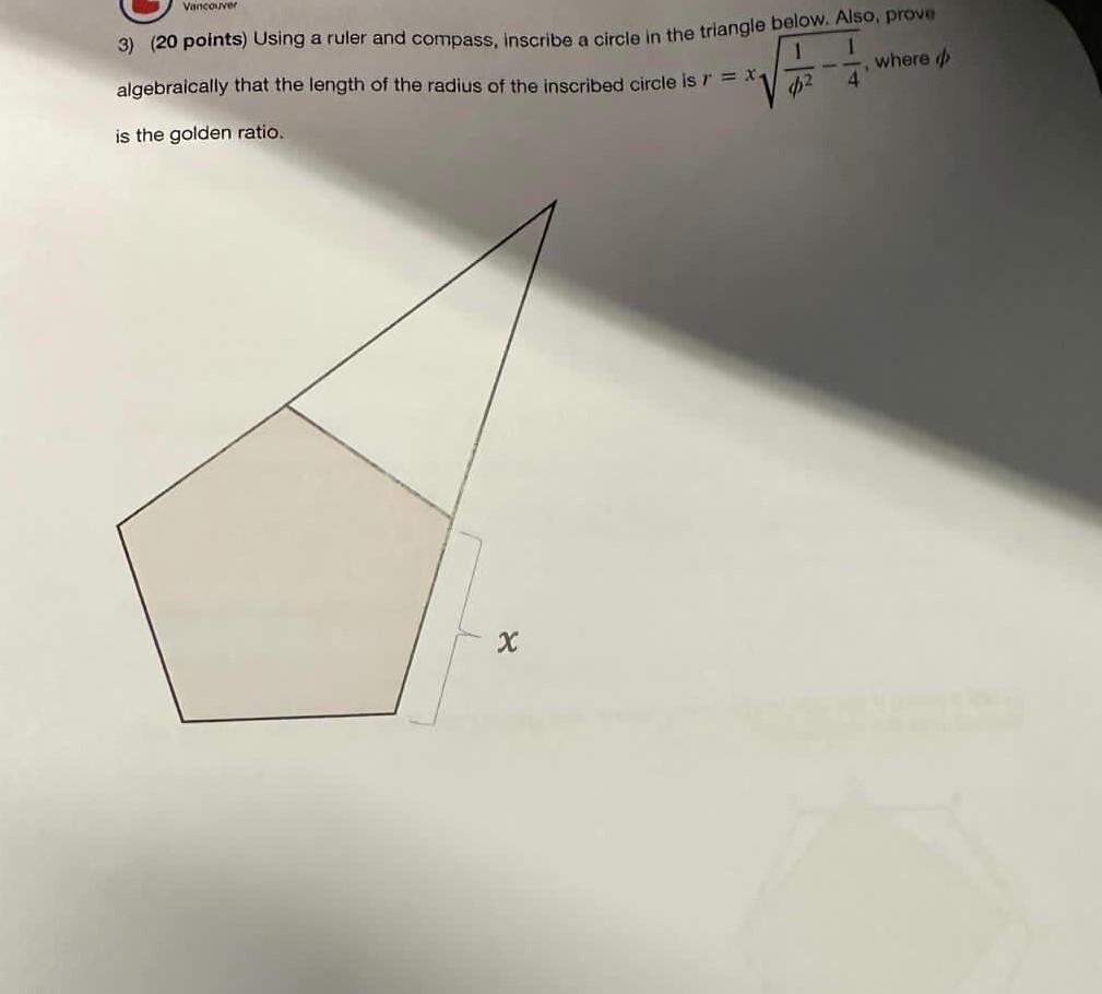 Solved Vancouver 3) (20 points) Using a ruler and compass, | Chegg.com