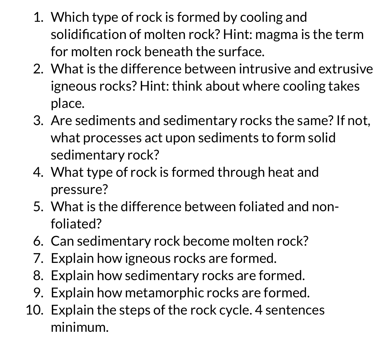 Solved Which type of rock is formed by cooling and | Chegg.com