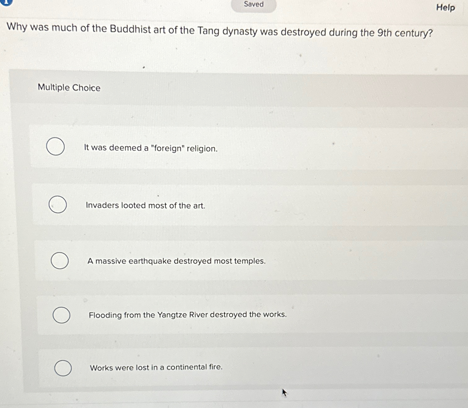 Solved HelpWhy was much of the Buddhist art of the Tang | Chegg.com