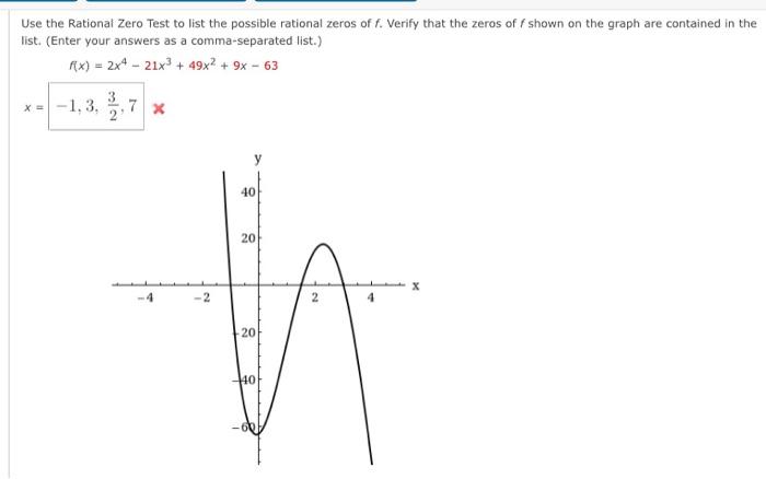 Solved Use the Rational Zero Test to list the possible | Chegg.com