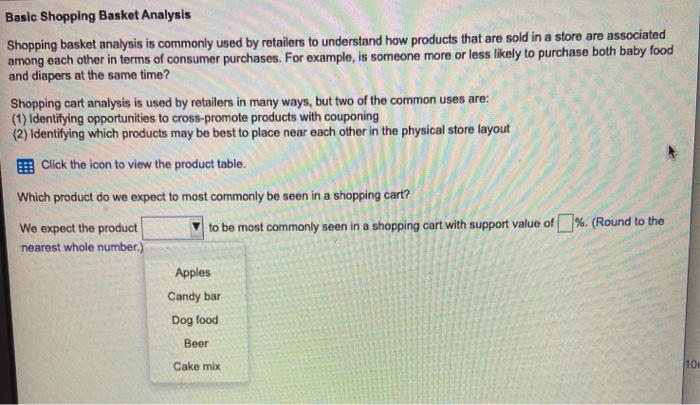 Solved Basic Shopping Basket Analysis Shopping basket | Chegg.com