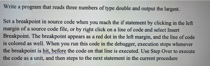 Solved Write A Program That Reads Three Numbers Of Type 5370