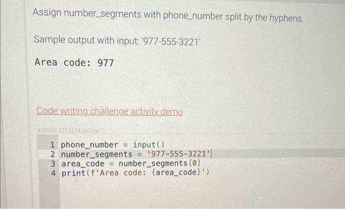 Solved Assign number_segments with phone_number split by the | Chegg.com
