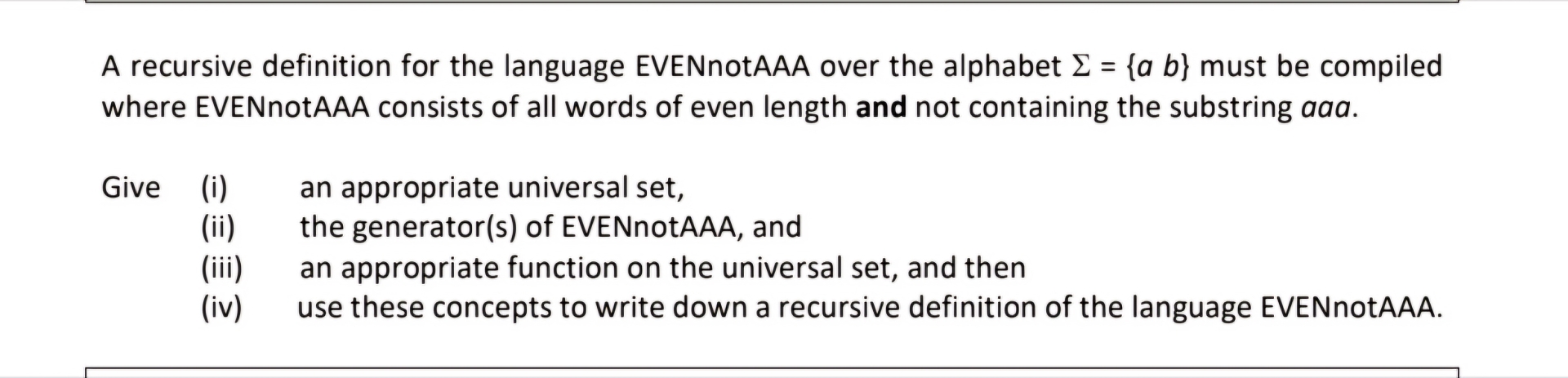 Solved A recursive definition for the language EVENnotAAA | Chegg.com