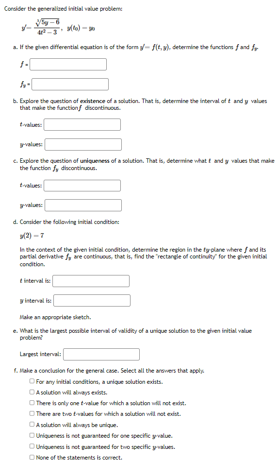 Consider the generalized initial value | Chegg.com