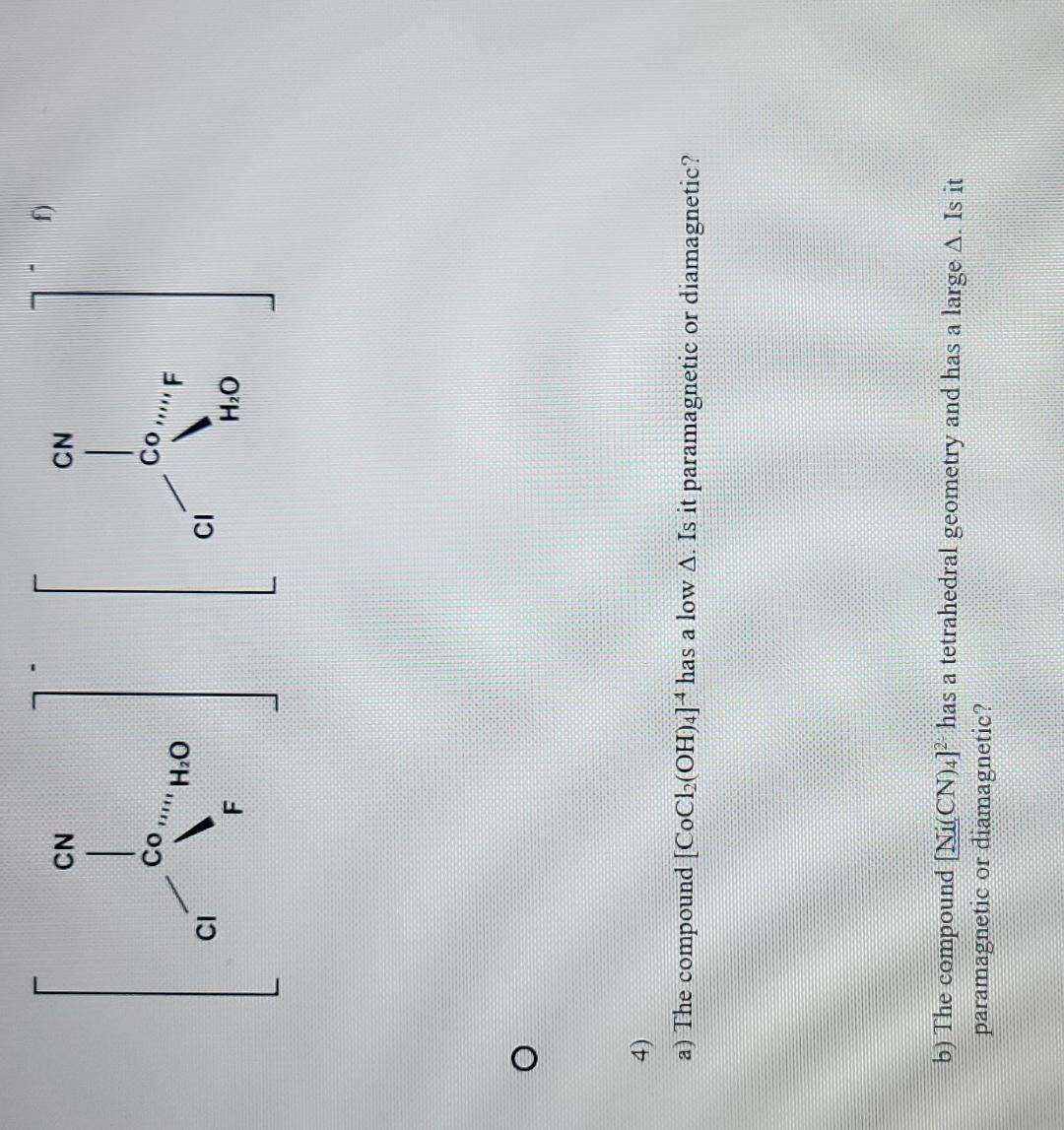 Solved 3) Compare the following pairs of coordination | Chegg.com