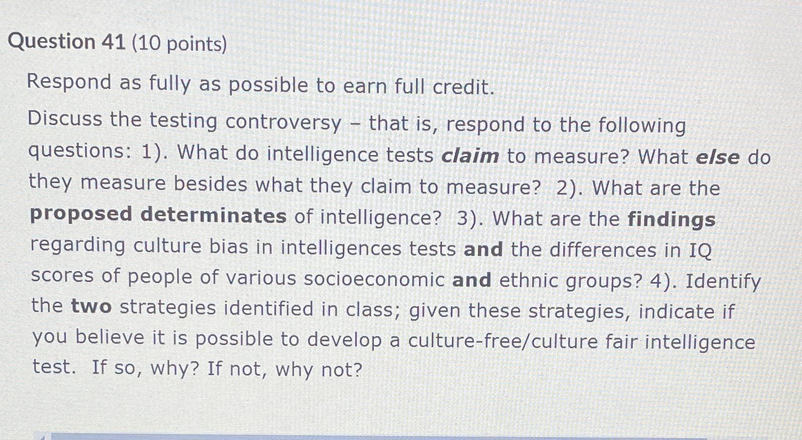 Question 41 (10 ﻿points)Respond as fully as possible | Chegg.com
