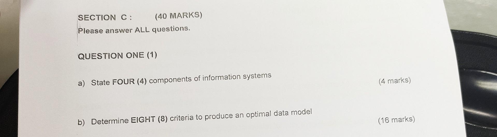 Solved SECTION C: (40 MARKS) Please answer ALL questions. | Chegg.com