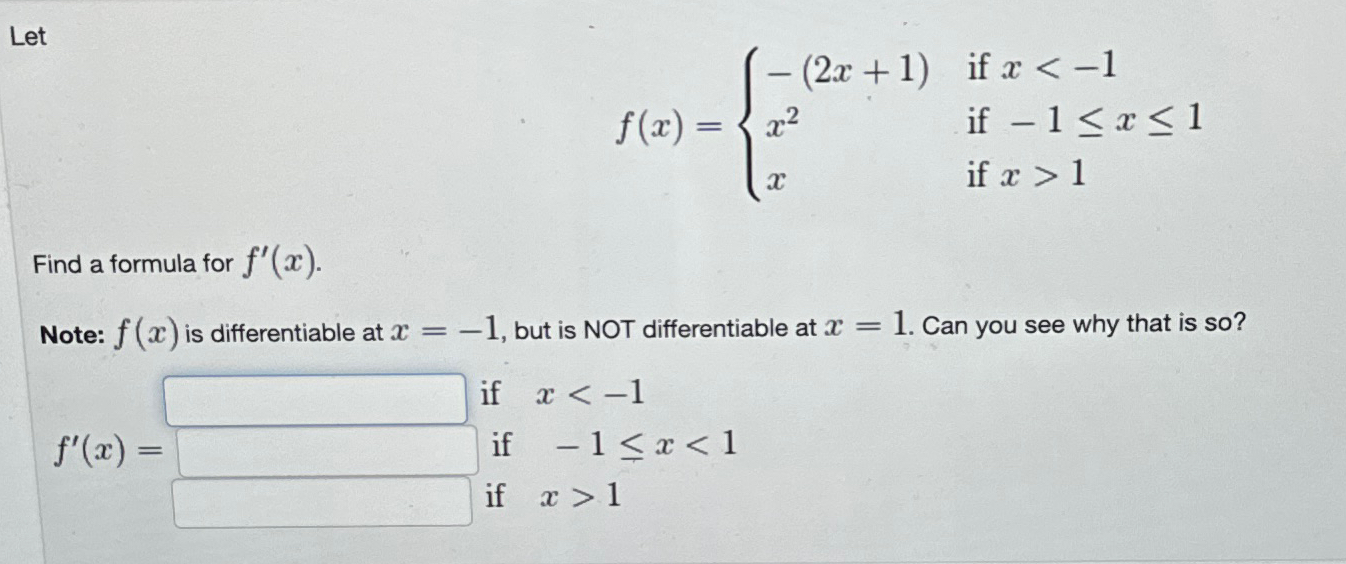 Letf(x)={-(2x+1) if x 1Find a | Chegg.com