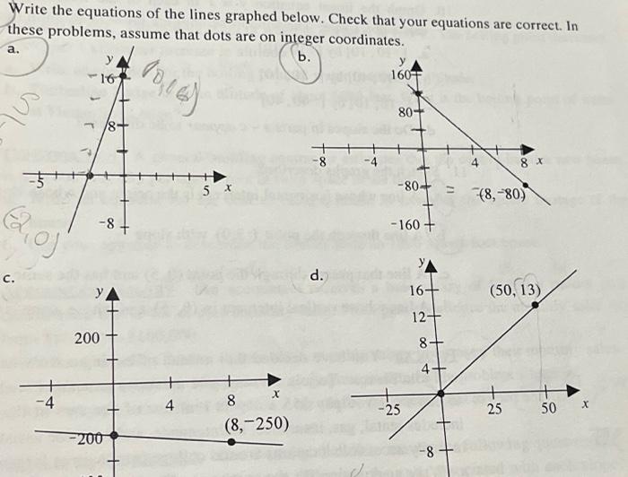Solved Write the equations of the lines graphed below. Check | Chegg.com
