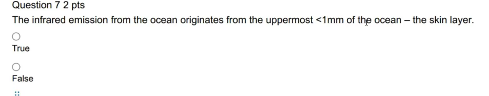 Solved Question 72 ﻿ptsThe infrared emission from the ocean | Chegg.com