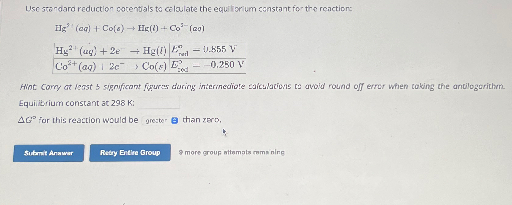 Solved Use Standard Reduction Potentials To Calculate The