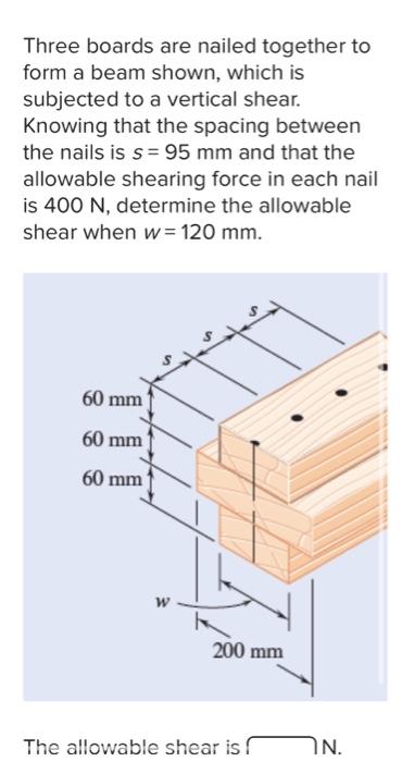 Solved Three boards are nailed together to form a beam | Chegg.com