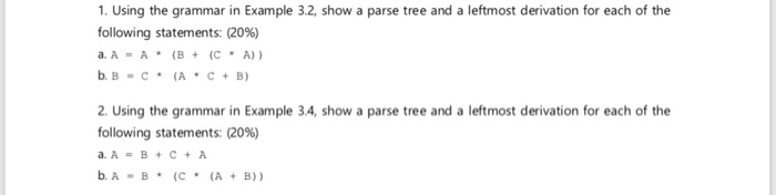 Solved 1. Using the grammar in Example 3.2, show a parse | Chegg.com