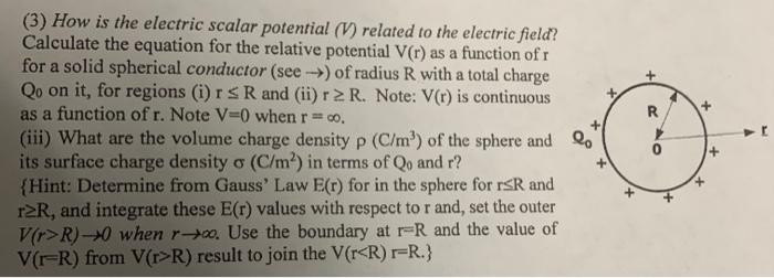 Solved (3) How is the electric scalar potential (V) related | Chegg.com