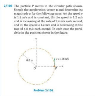 Solved 2/106 ﻿The particle P ﻿moves in the circular path | Chegg.com