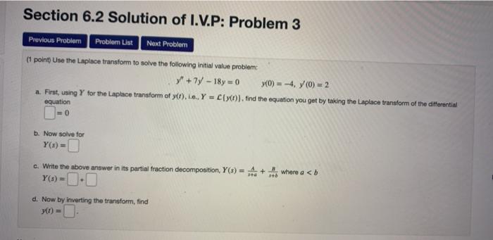 Solved Section 6.2 Solution of I.V.P: Problem 3 Problem List | Chegg.com