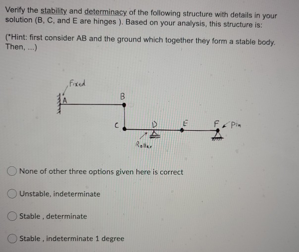Solved Verify the stability and determinacy of the following | Chegg.com