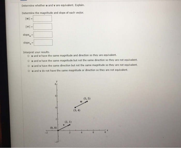 Solved Determine whether u and v are equivalent. Explain. | Chegg.com