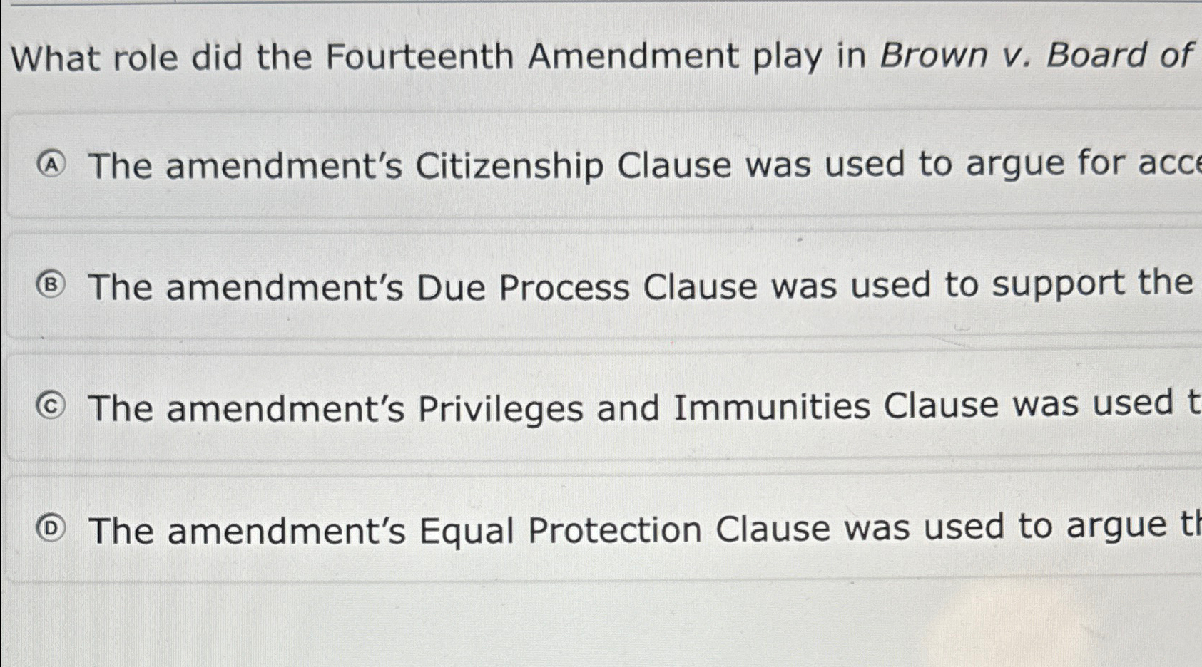 Solved What role did the Fourteenth Amendment play in Brown | Chegg.com