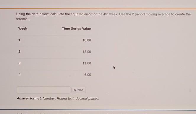 Solved Using the data below, calculate the squared error for | Chegg.com