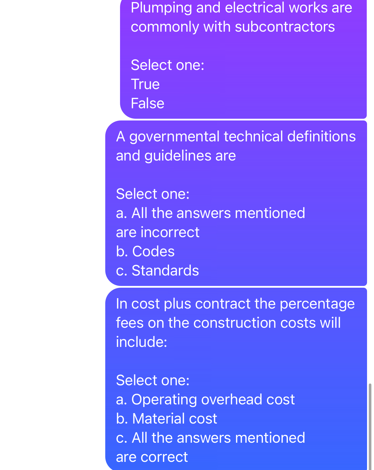 Solved Plumping and electrical works are commonly with | Chegg.com