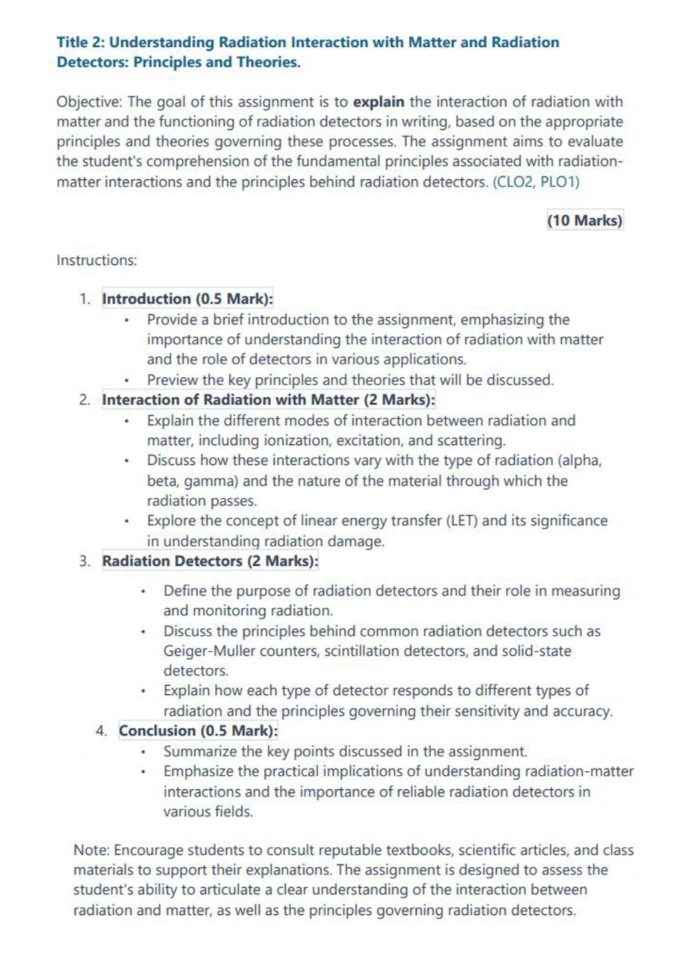 Solved Title 2: Understanding Radiation Interaction with | Chegg.com