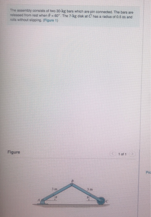 Solved The assembly consists of two 30 kg bars which are pin | Chegg.com