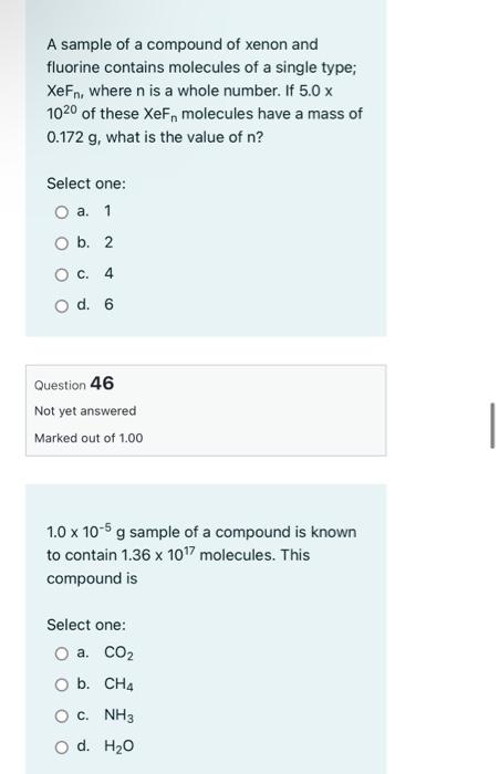 Solved A sample of a compound of xenon and fluorine contains | Chegg.com