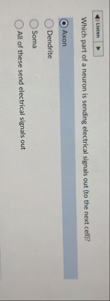Solved Which part of a neuron is sending electrical signals | Chegg.com