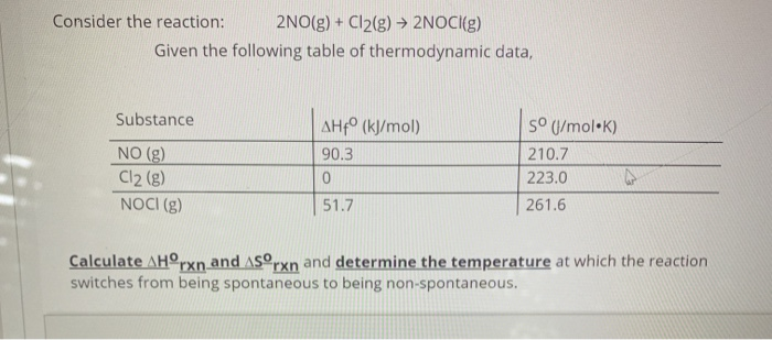 Solved Consider the reaction: 2NO(g) + Cl2(g) → 2NOCI(g) | Chegg.com