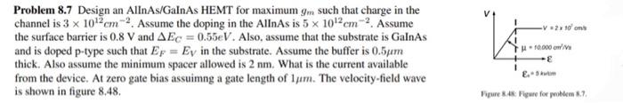 Solved Problem 8.7 Design an AllnAs/GalnAs HEMT for maximum | Chegg.com