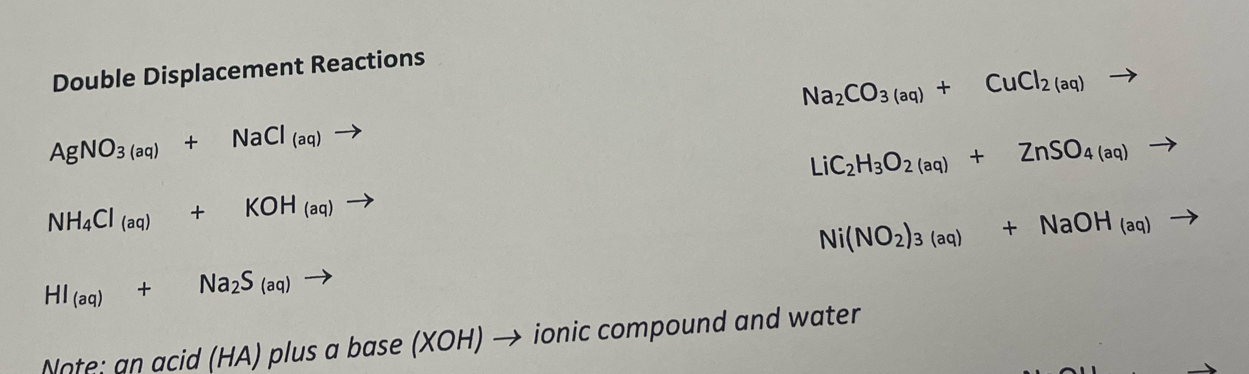 Solved Double Displacement | Chegg.com