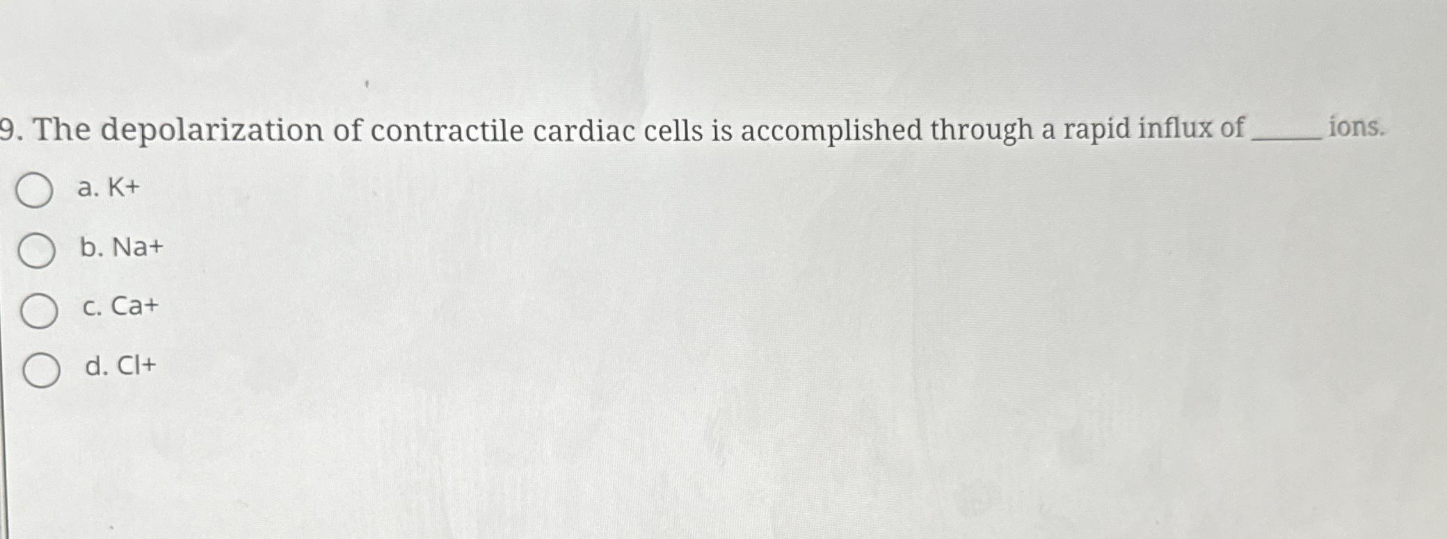 Solved The depolarization of contractile cardiac cells is | Chegg.com