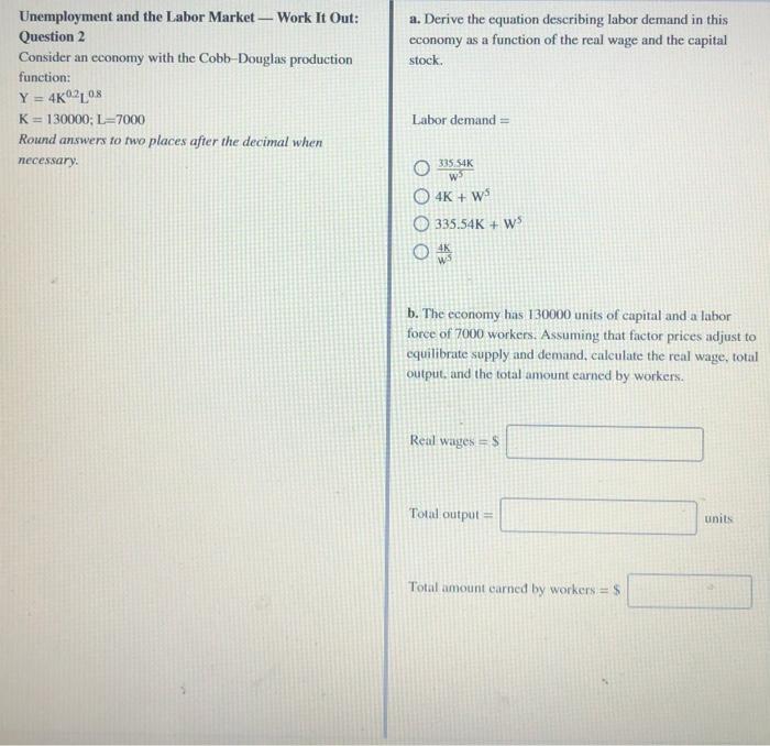 Solved a. Derive the equation describing labor demand in | Chegg.com