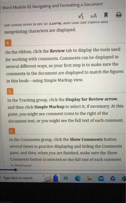 Started CENGAGE MINDTAP Read: Word Module 02 | Chegg.com