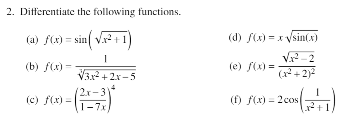 Solved Differentiate the following | Chegg.com