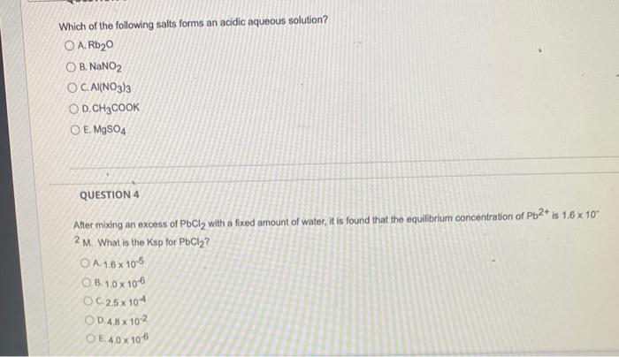 Solved Which of the following salts forms an acidic aqueous | Chegg.com