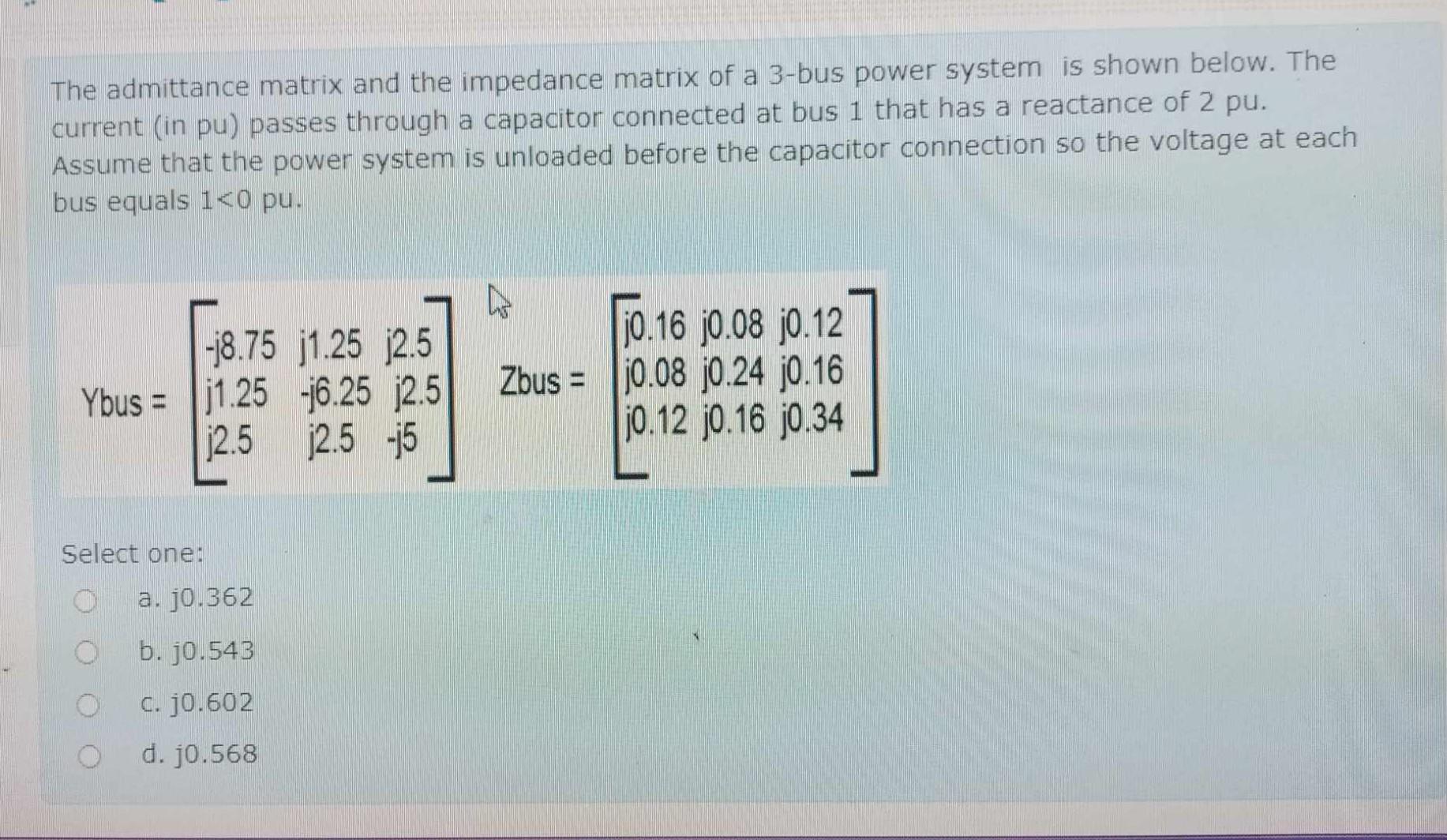Solved The admittance matrix and the impedance matrix of a | Chegg.com