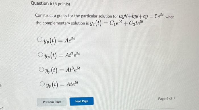 Solved Construct a guess for the particular solution for | Chegg.com