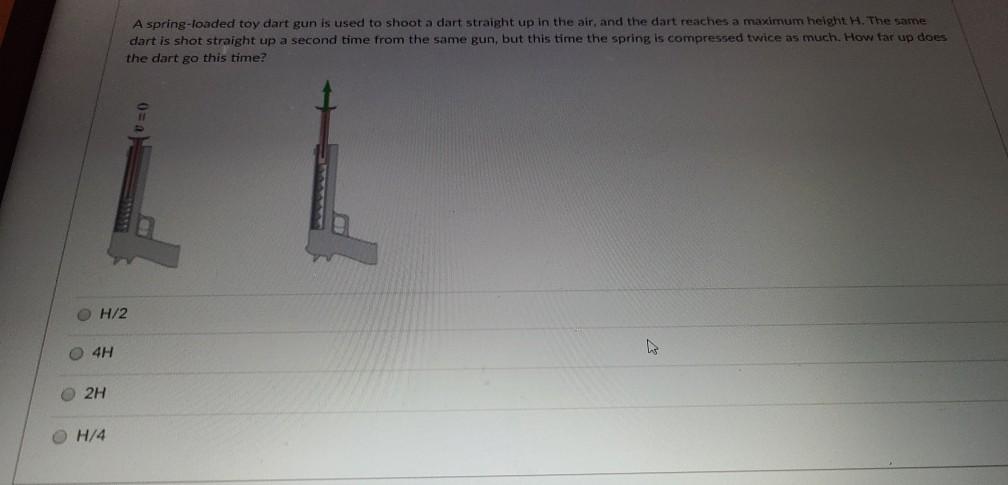 Solved A spring-loaded toy dart gun is used to shoot a dart | Chegg.com