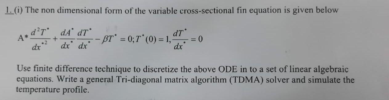 Solved (i) The non dimensional form of the variable | Chegg.com