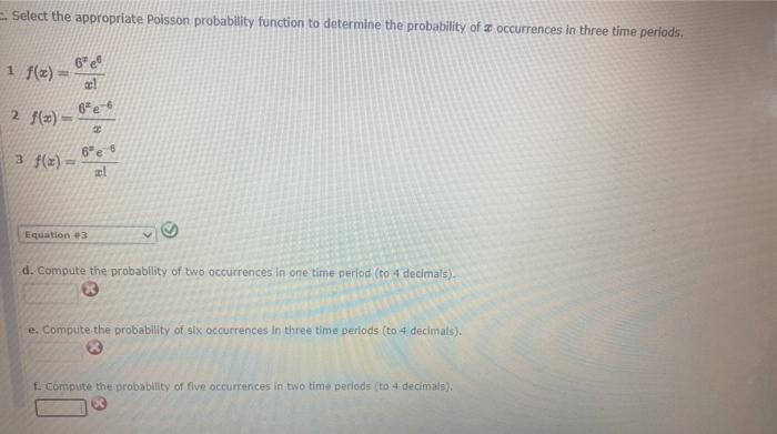 Solved Select the appropriate Poisson probability function | Chegg.com